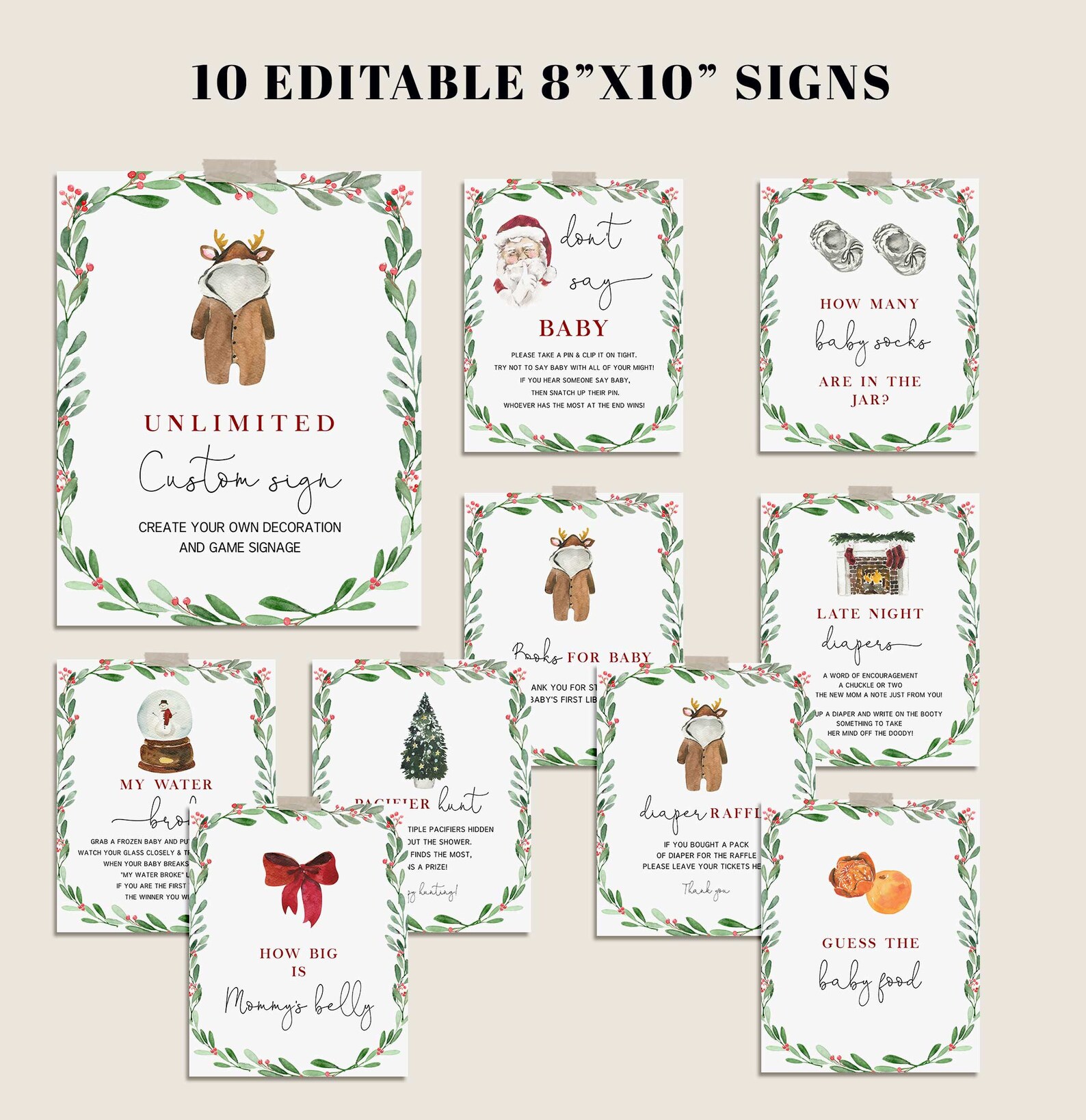 Christmas Baby Shower Games Bundle Christmas Baby Games - Etsy