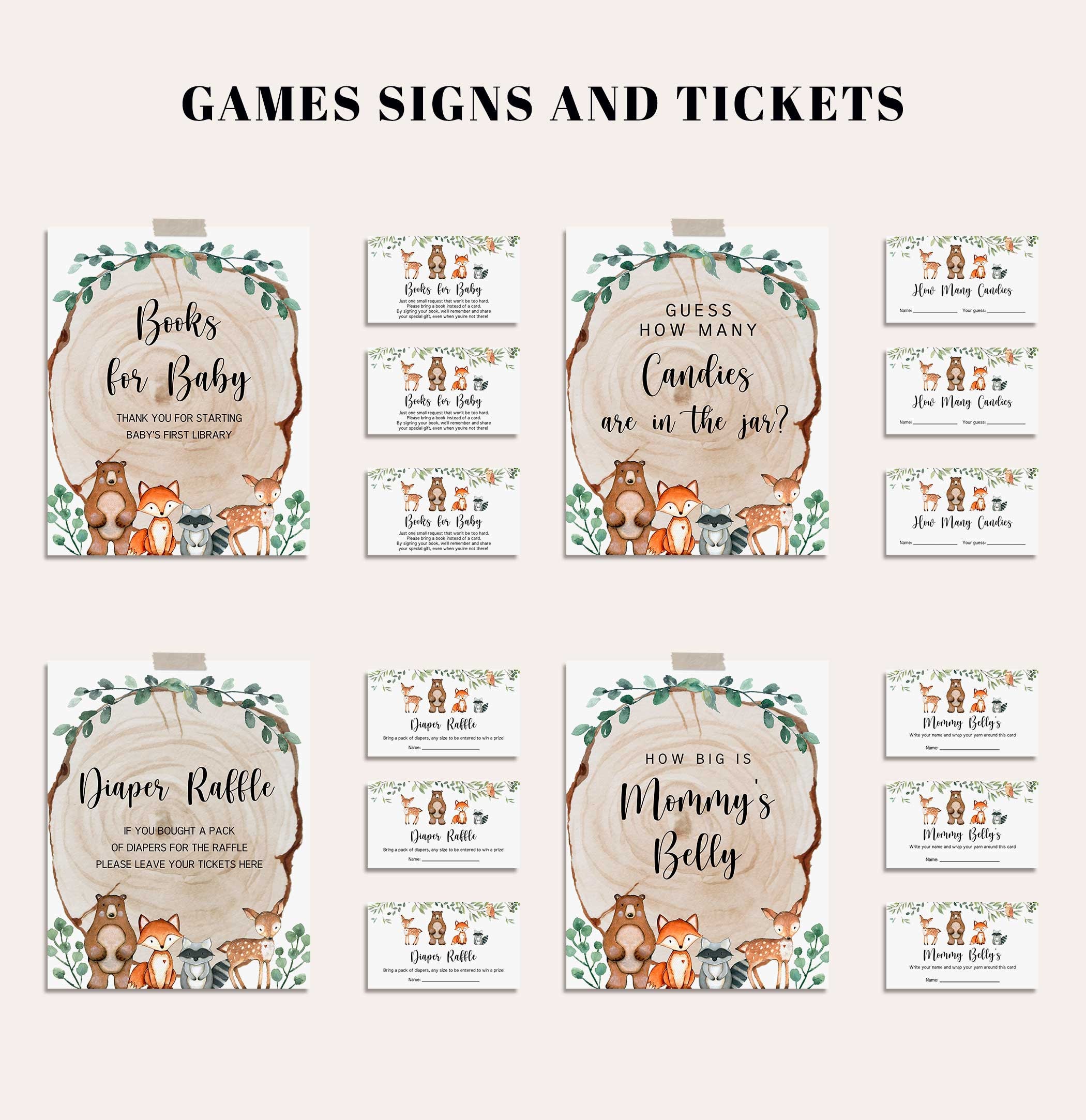 Woodland Baby Shower Games Bundle, Woodland Baby Games Bundle, Baby ...
