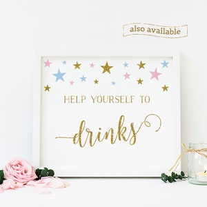 Gender Reveal Food Sign, Food Table Sign, Enjoy Food Sign, Pink Blue ...