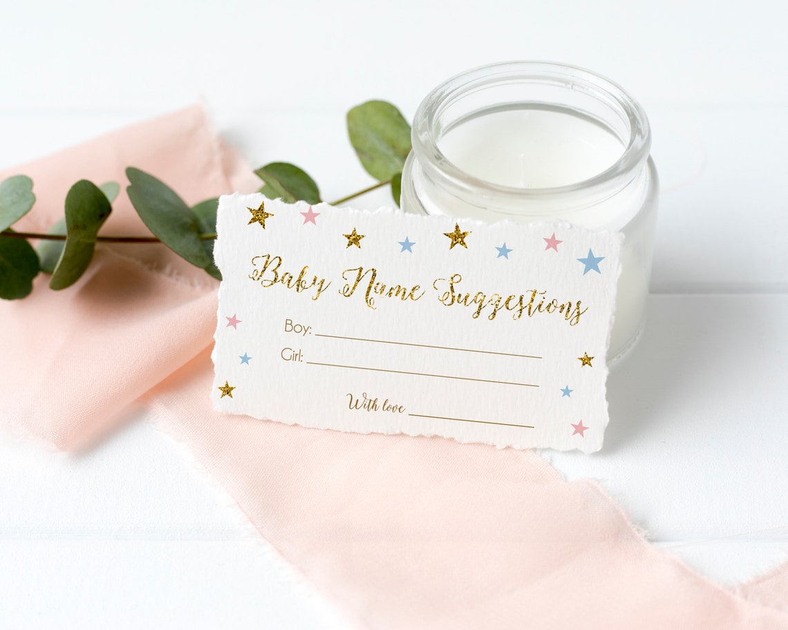 Gender Reveal Party Baby Name Suggestion Cards Printable | Etsy