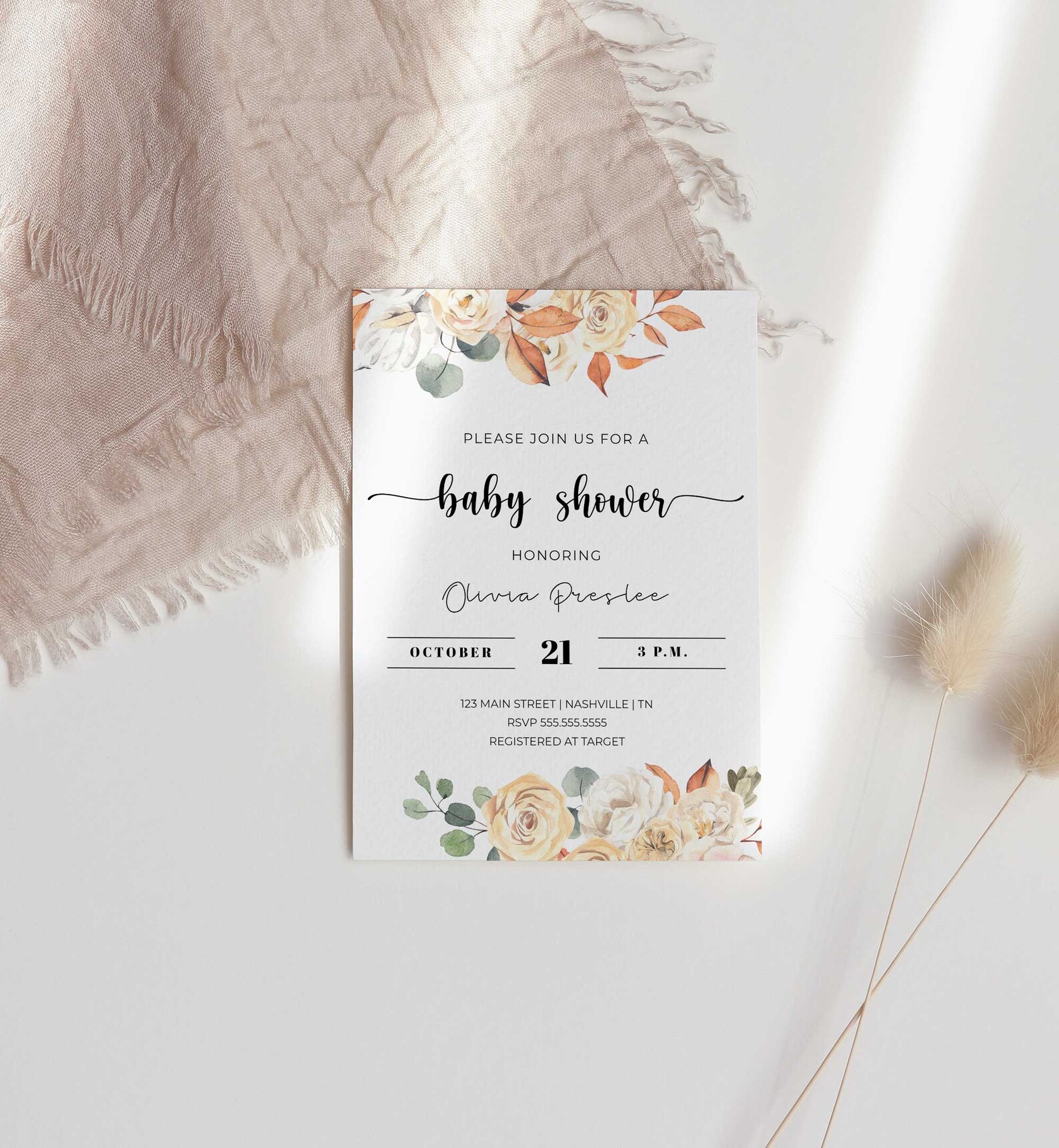 Autumn Baby Shower Invite Fall Baby Shower Invitation | Etsy