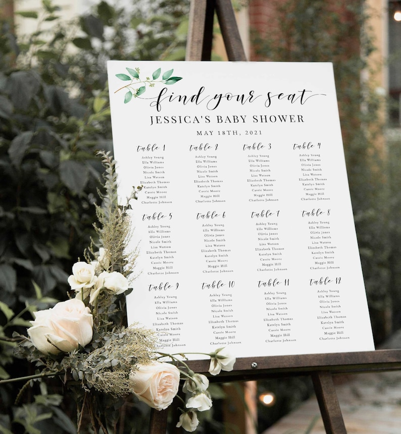 Baby Shower Seating Chart Sign Seating Plan Template Find - Etsy