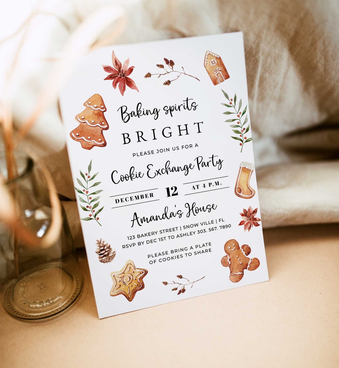 Christmas Cookie Exchange Invitation, Christmas Party Invitation ...