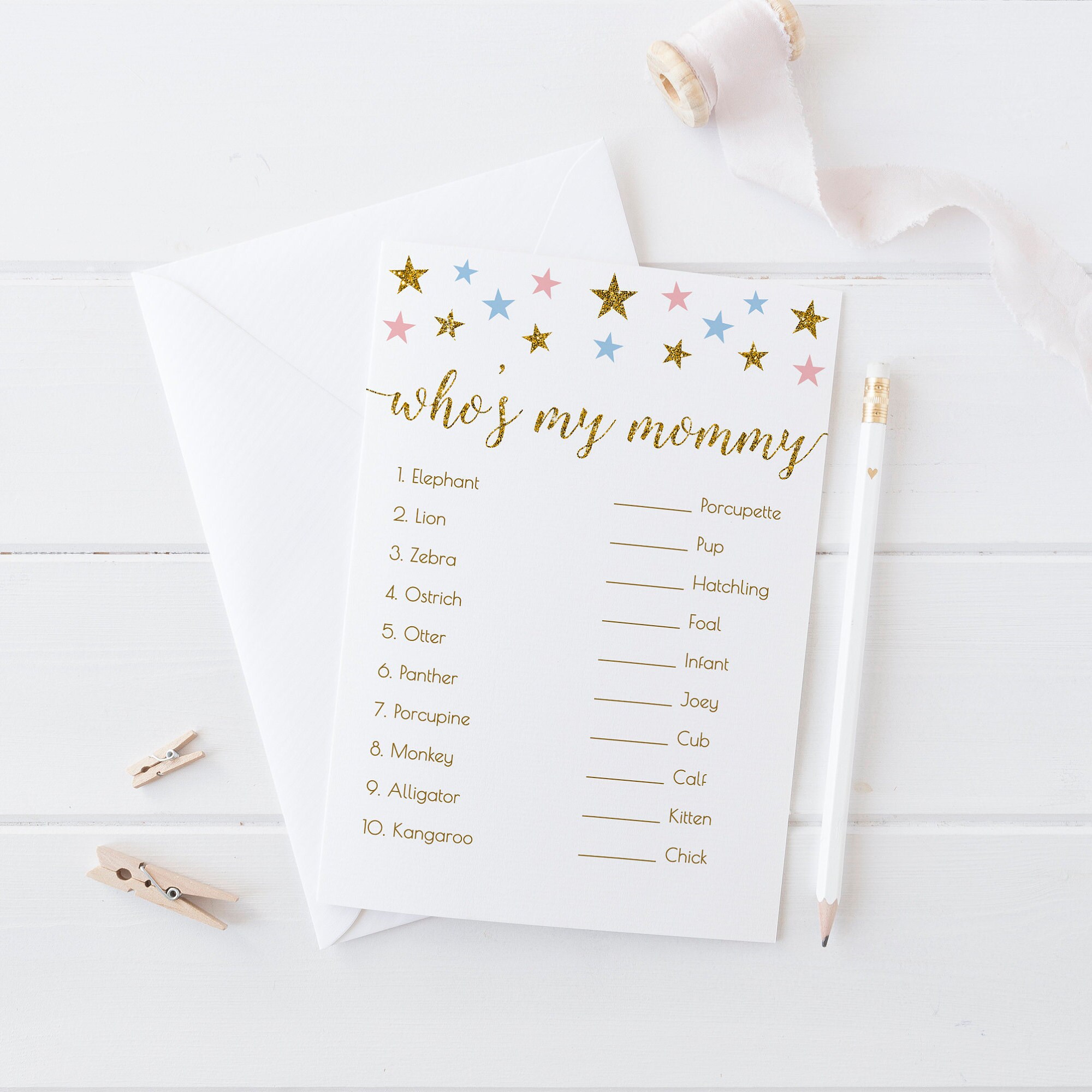 Animal Match Game Whos My Mommy Who is My Mommy Pink Blue | Etsy