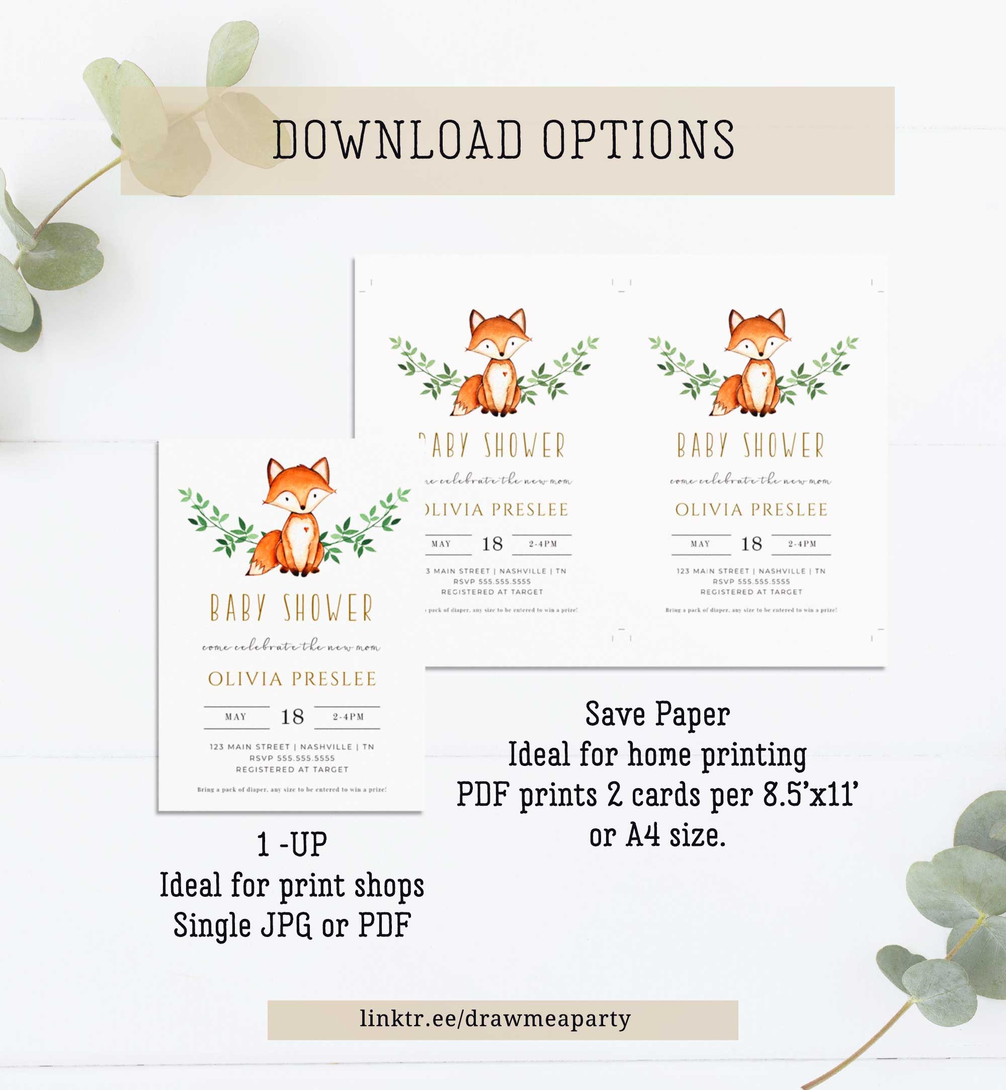 Fox Baby Shower Invitation Woodland Baby Shower Invitation - Etsy