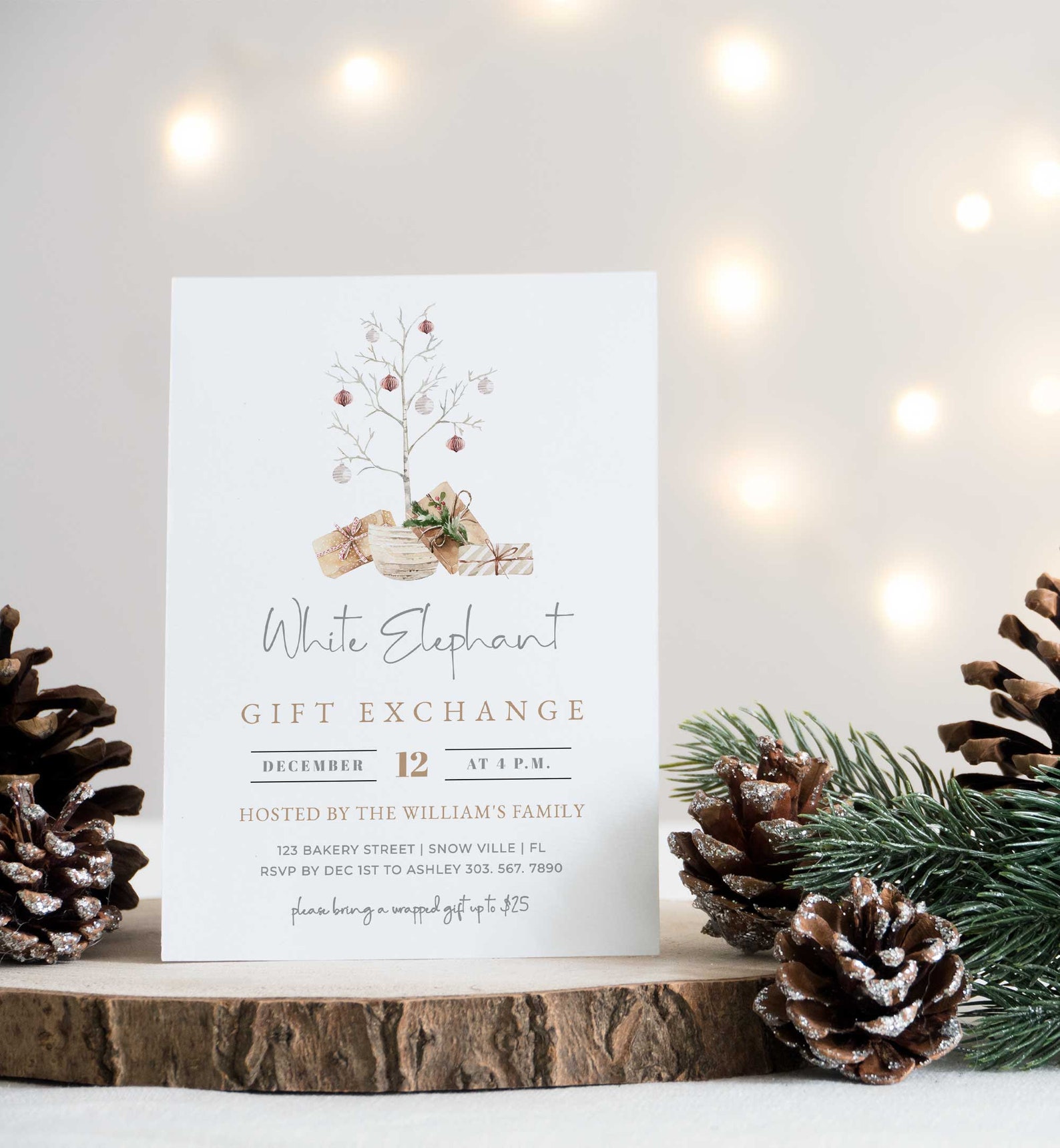 White Elephant Party Invitation, White Elephant Gift Exchange Invite ...