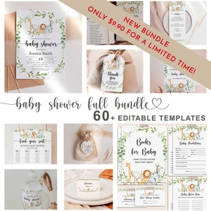 Safari Thank You Card Baby Shower, Editable Thank You Card, Jungle ...