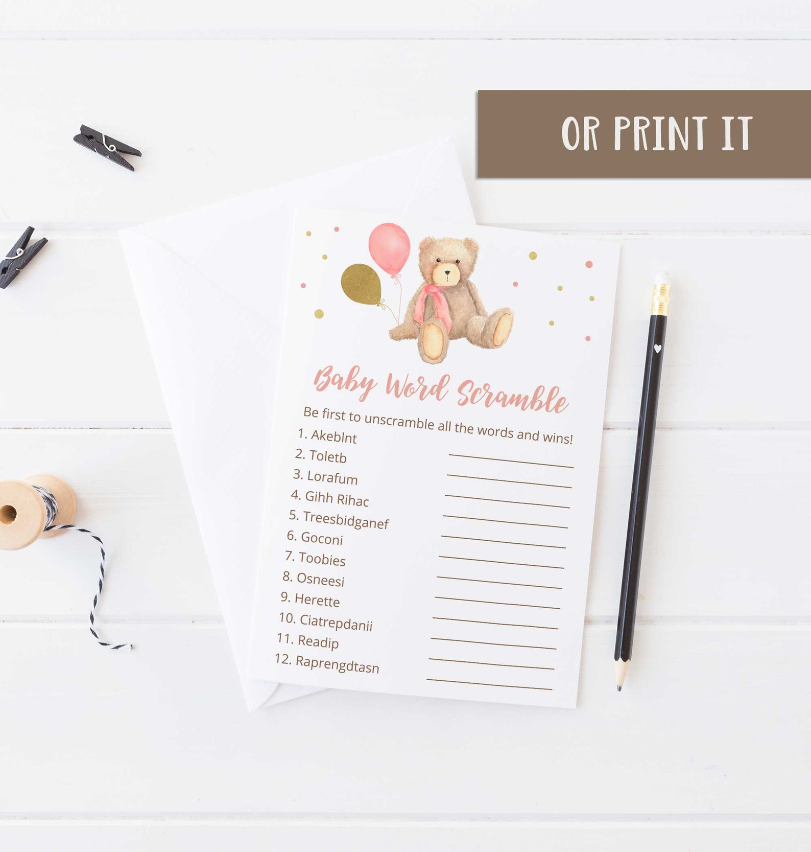 Pink Teddy Bear Baby Shower Game Bundle Virtual Baby Shower - Etsy