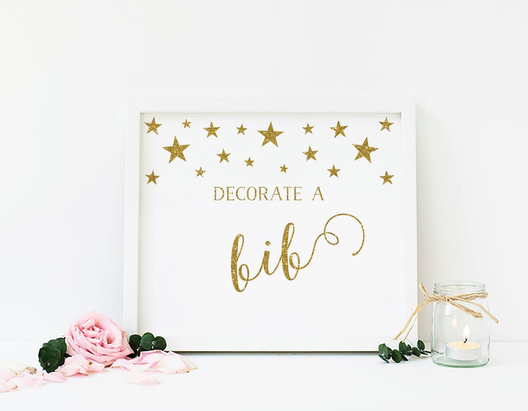 Bib Station Sign Twinkle Little Star Baby Shower Activity Decorate a ...