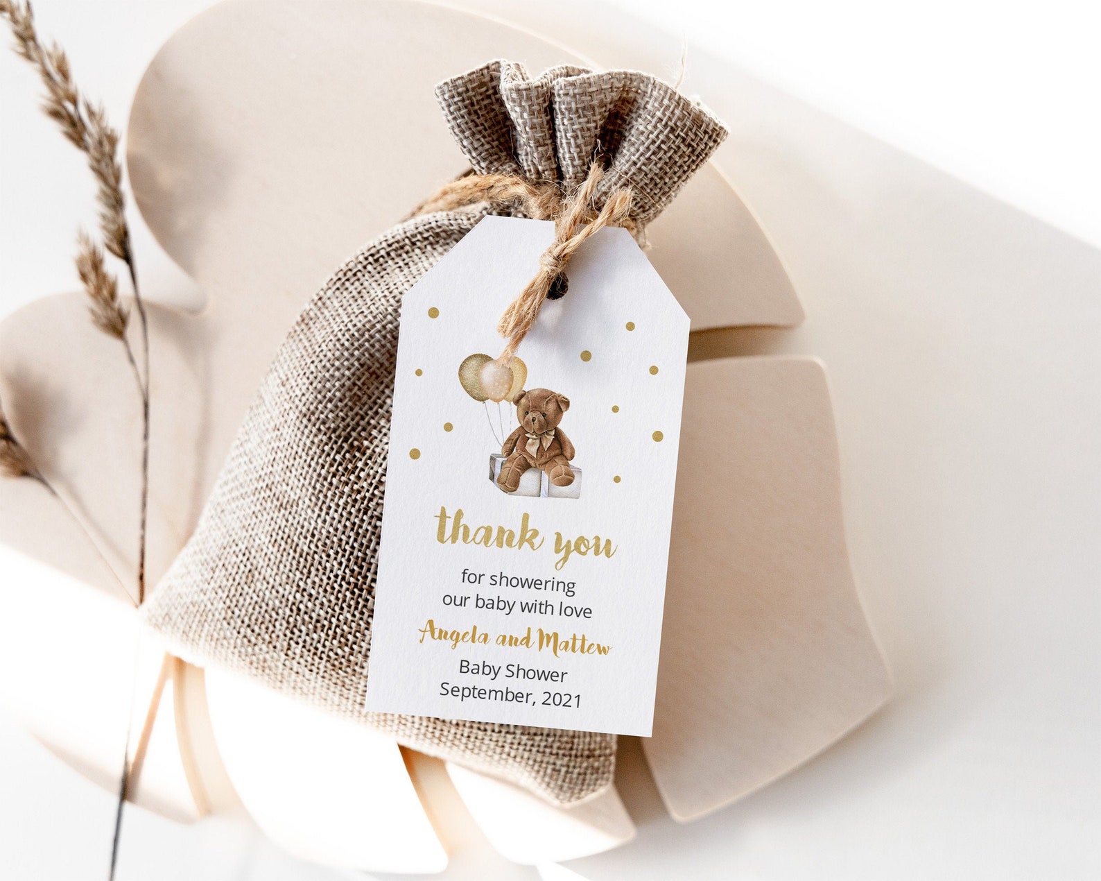Bear Baby Shower Favor Tag Teddy Bear Thank You Tag Editable | Etsy