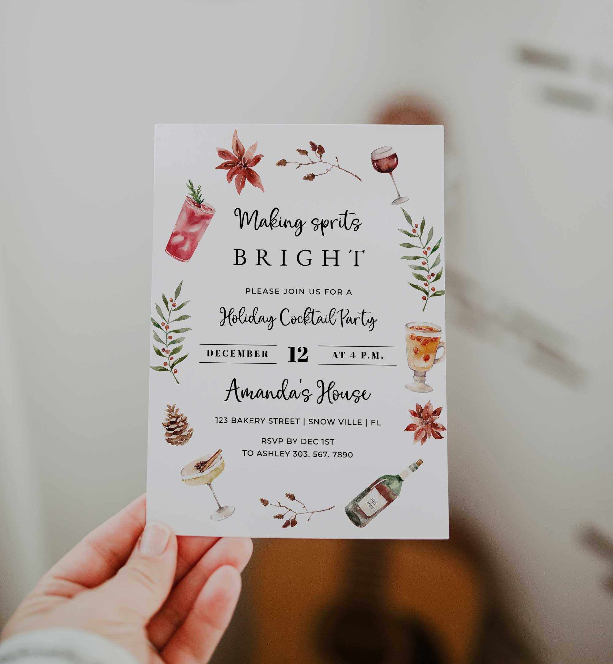 Christmas Cocktail Party Invitation Christmas Party Invite - Etsy