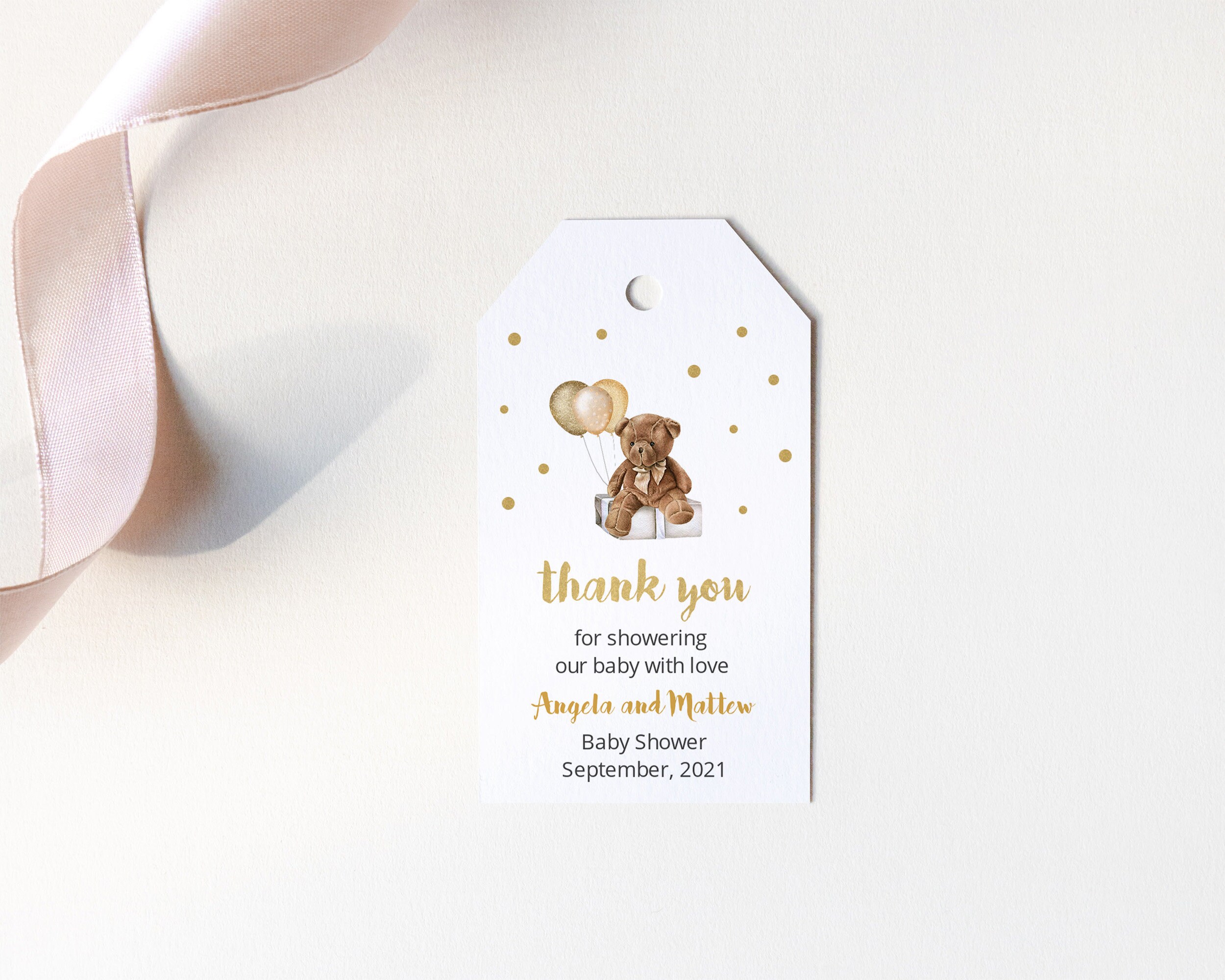 Bear Baby Shower Favor Tag Teddy Bear Thank You Tag Editable | Etsy
