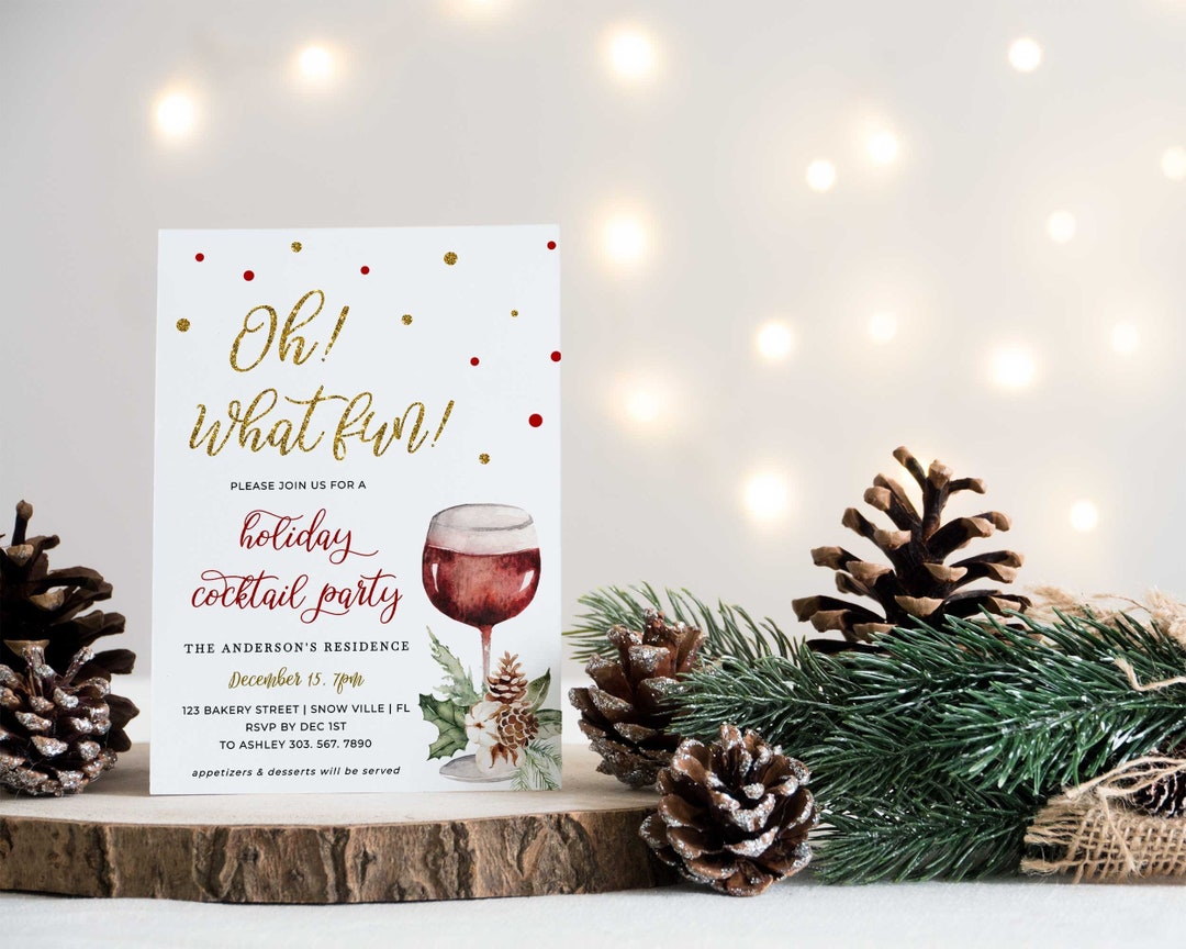 Christmas Cocktail Party Invitation, Holiday Cocktail Party Invite ...
