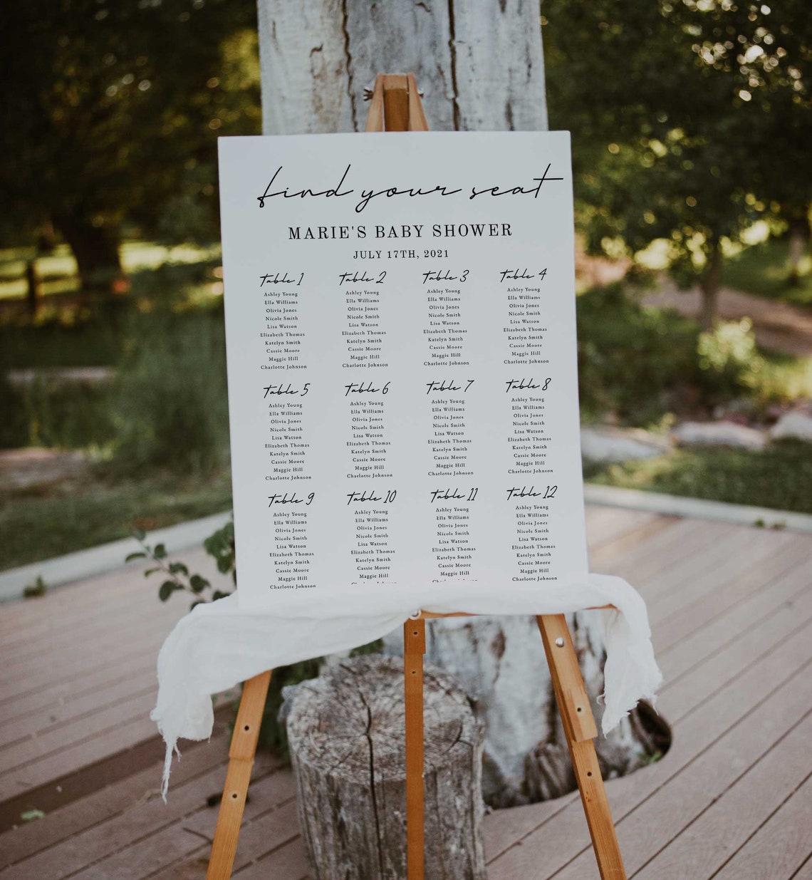 Baby Shower Seating Chart Sign Simple Seating Plan Template - Etsy