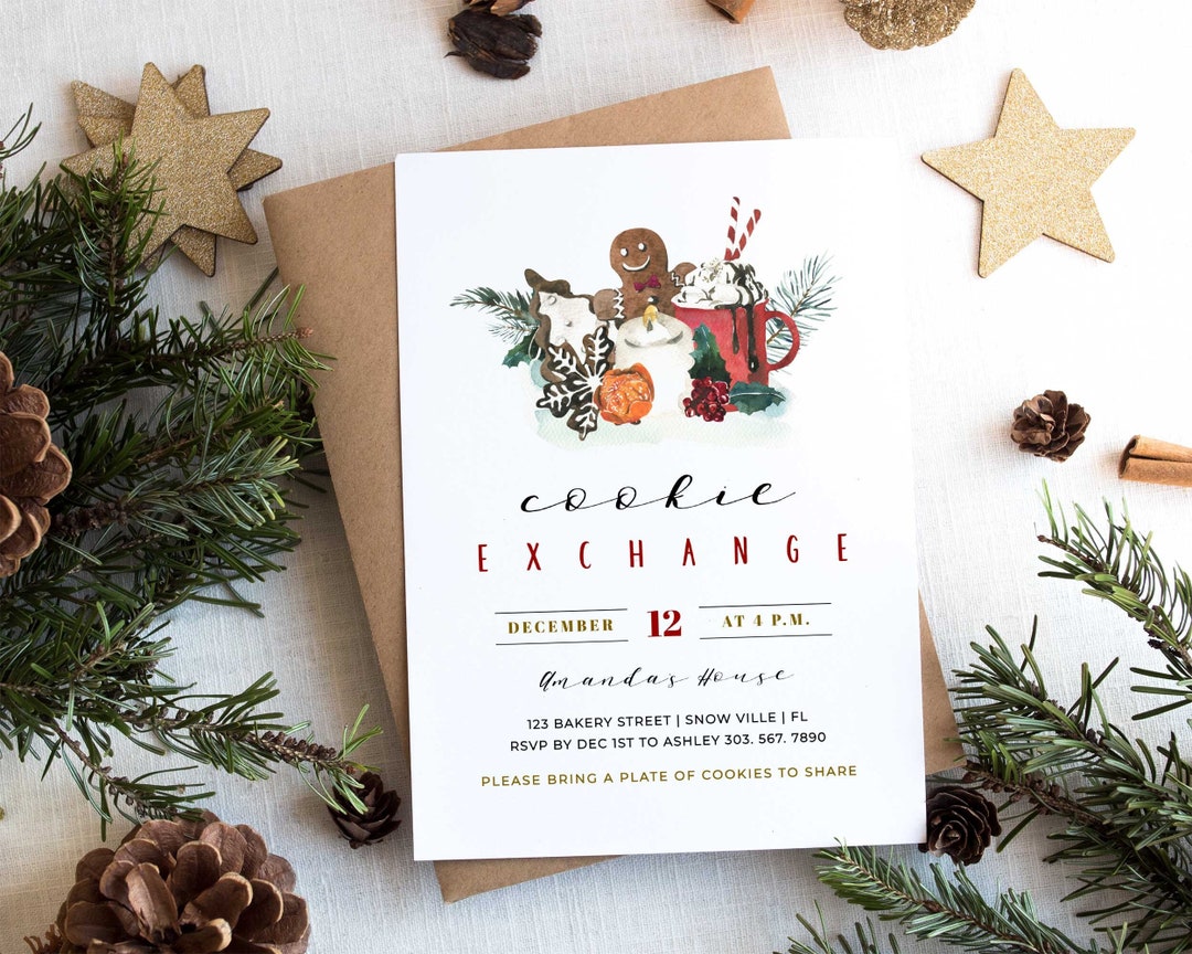 Christmas Cookie Exchange Invitation Printable, Cookie Party Invitation ...