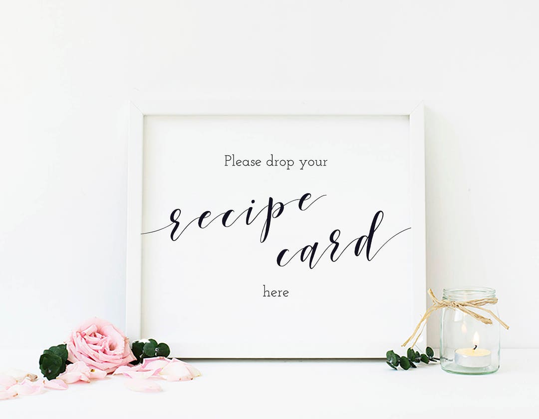Recipe Card Sign, Bridal Shower Recipe Box Sign, Calligraphy Bridal ...