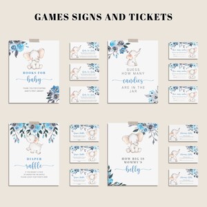 Blue Elephant Baby Shower Games Bundle, Elephant Baby Games Bundle, Boy ...