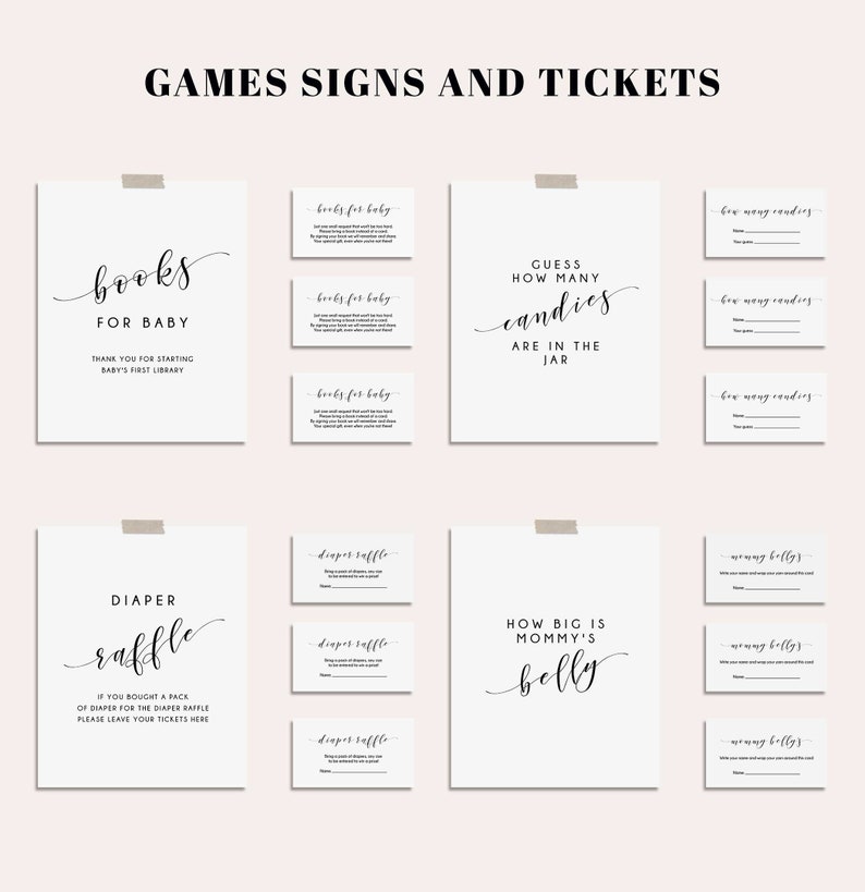 Baby Shower Games Bundle Modern Baby Shower Games Simple - Etsy