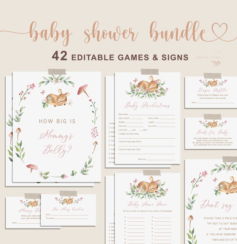 Oh Deer Baby Shower Games Bundle Woodland Deer Baby Games - Etsy