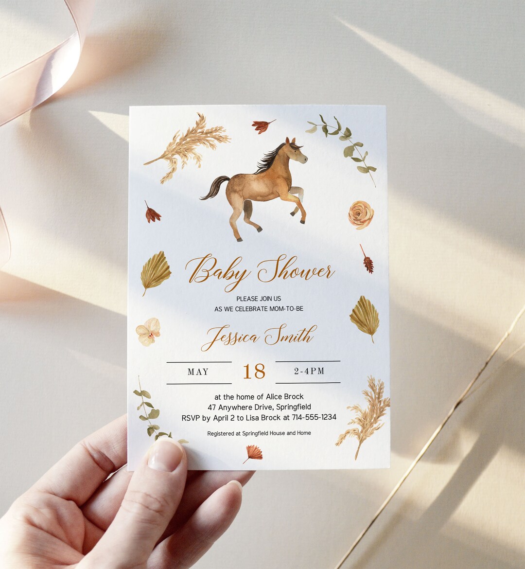 Horse Baby Shower Invitation Template, Cowboy Baby Shower Invites ...