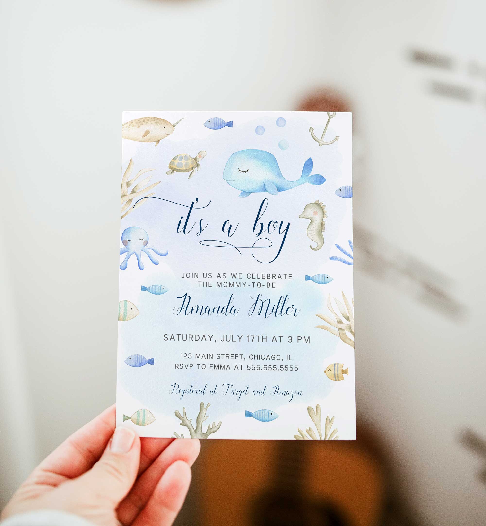 Ocean Baby Shower Invitation Under the Sea Baby Shower - Etsy