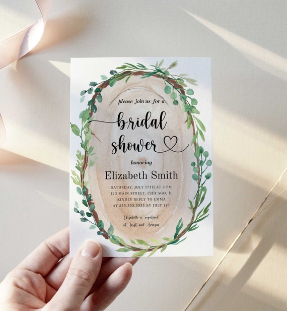 Rustic Bridal Shower Invitation Template, Printable, Instant Download ...