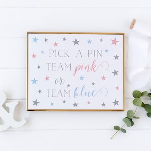 Team Pink or Team Blue Sign, Gender Reveal Party Sign, Printable ...