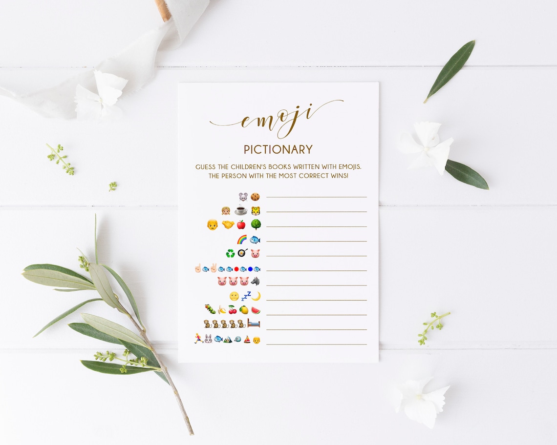 Emoji Pictionary Game With Answers Gender Neutral Easy Baby | Etsy