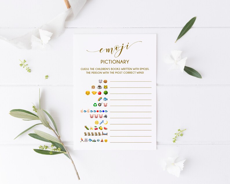 Emoji Pictionary Game With Answers Gender Neutral Easy Baby | Etsy