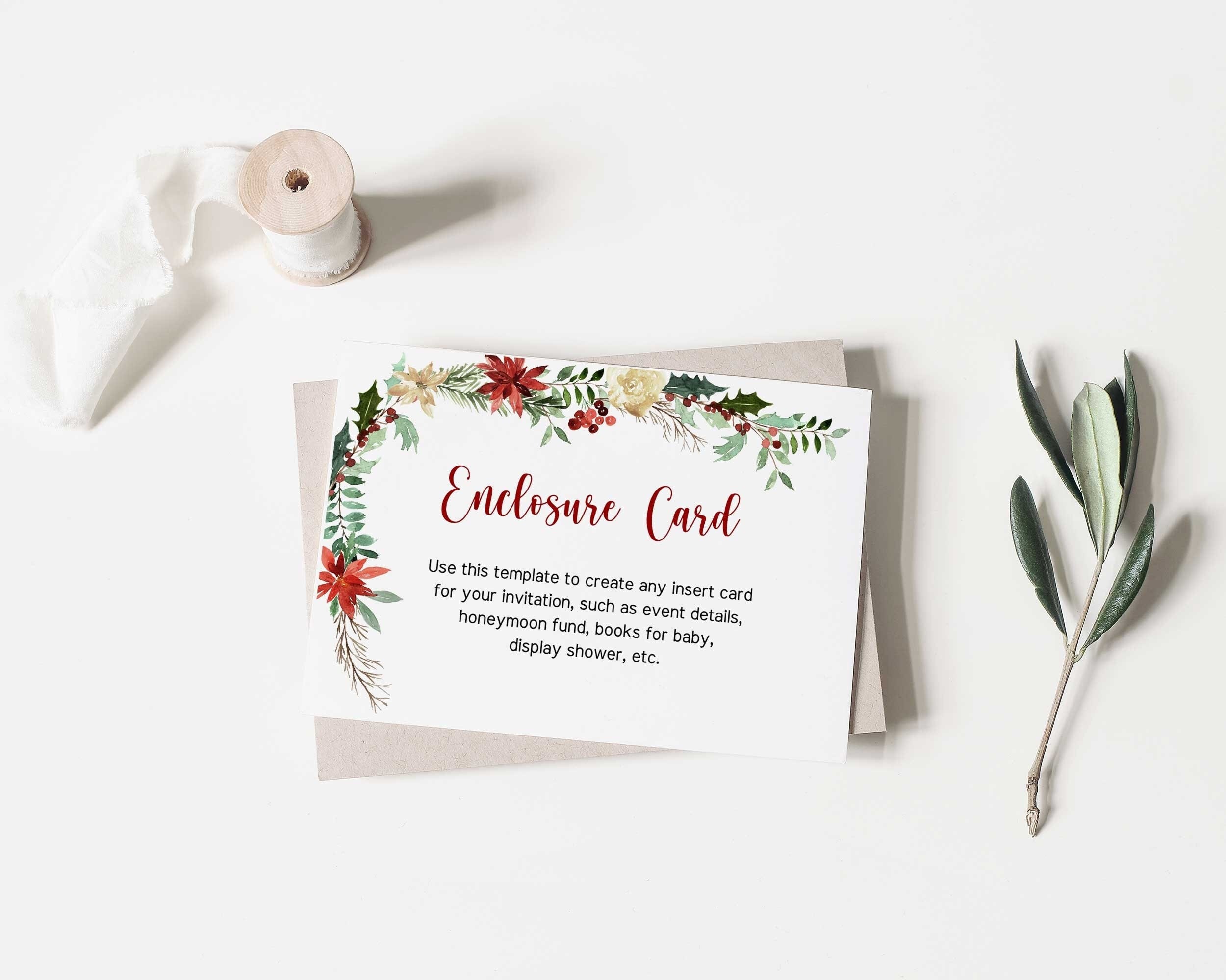 Christmas Enclosure Cards, Enclosure Card Template, Invitation Insert ...