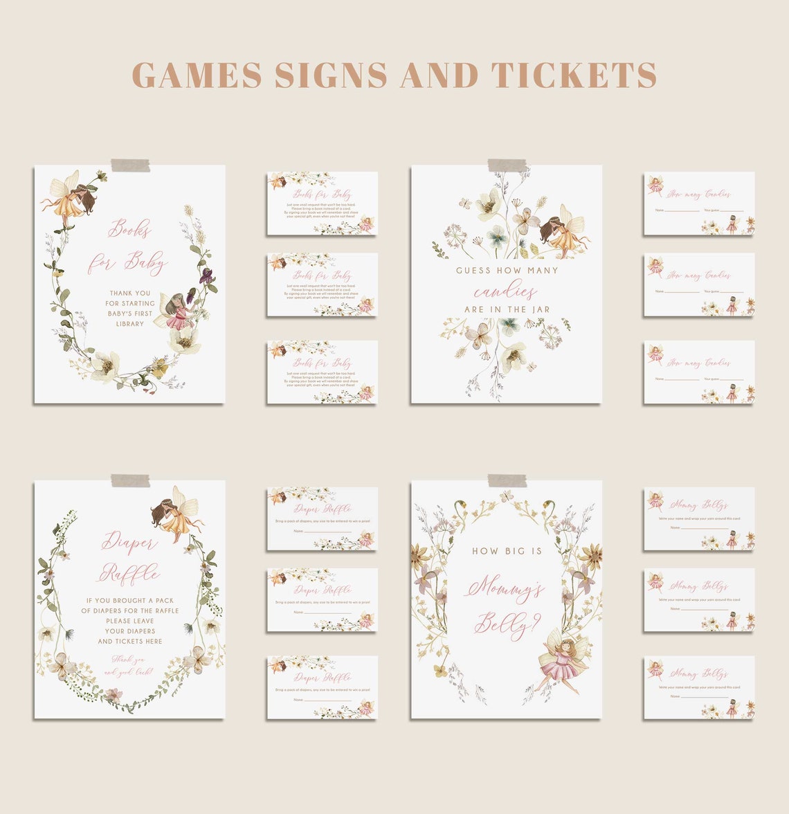 Fairy Baby Shower Games Bundle, Fairy Garden Baby Games Bundle ...