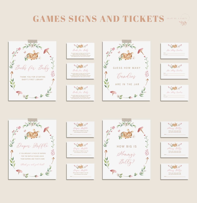 Oh Deer Baby Shower Games Bundle, Woodland Deer Baby Games Bundle ...