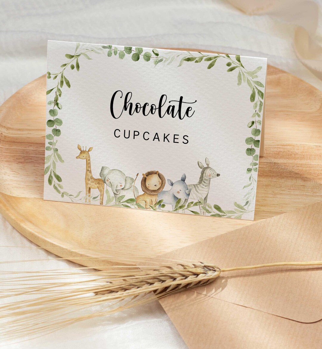 Jungle Buffet Card Template, Baby Shower Food Tent Cards, Safari Party ...