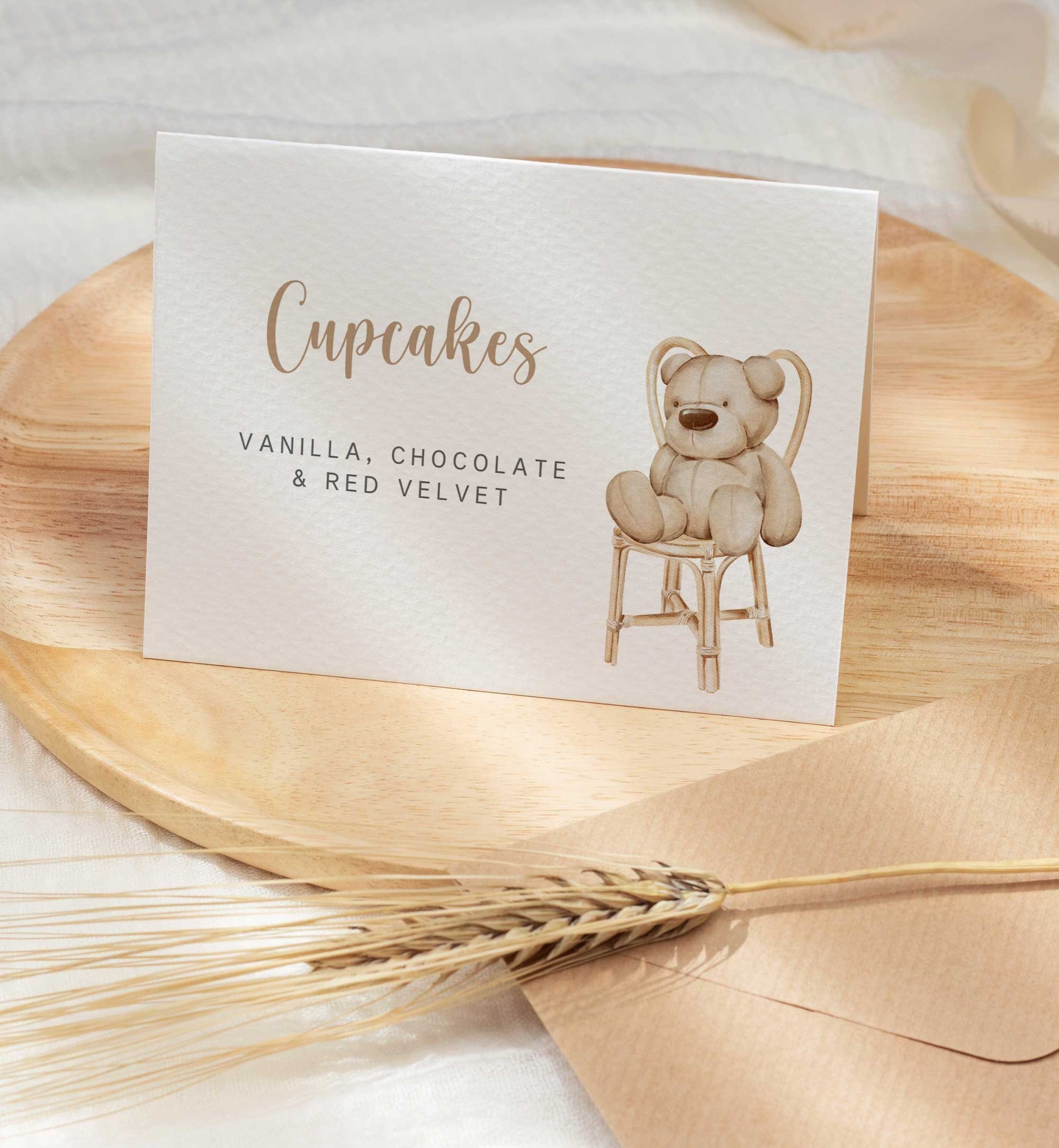 Boho Teddy Bear Food Label Template Food Tent Card Bear Baby - Etsy
