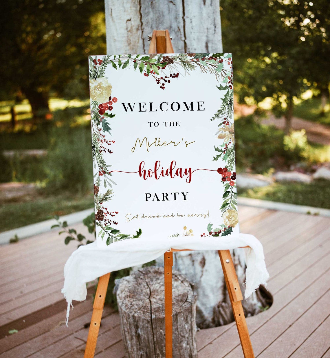 Holiday Party Sign Template Christmas Welcome Sign Editable - Etsy
