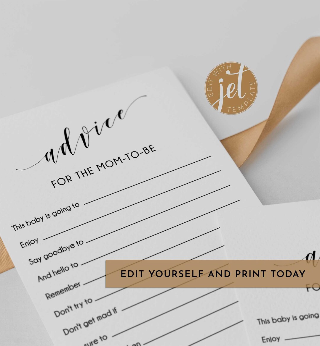 EDITABLE Baby Shower Advice Cards, Advice for Mom to Be, Baby Shower ...