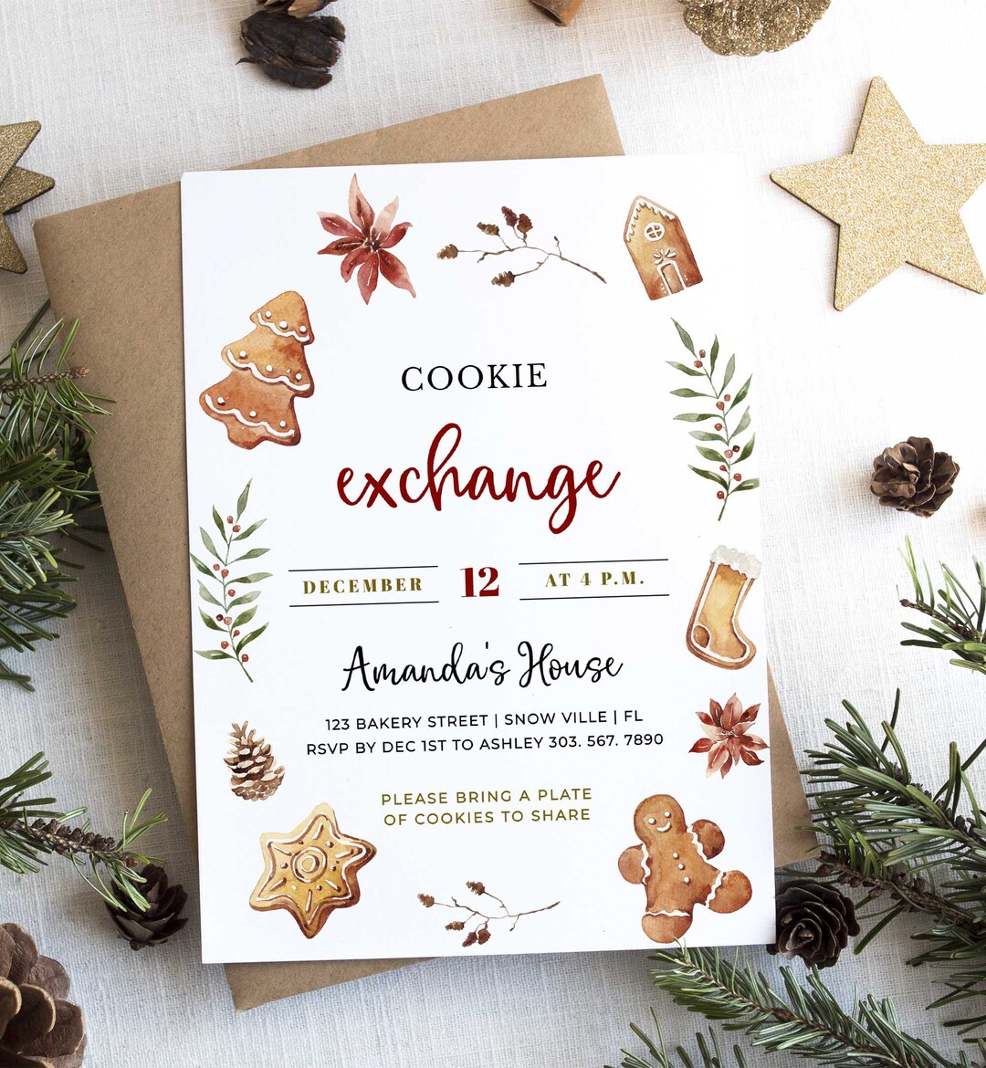 Christmas Cookie Exchange Invitation, Christmas Party Invitation ...