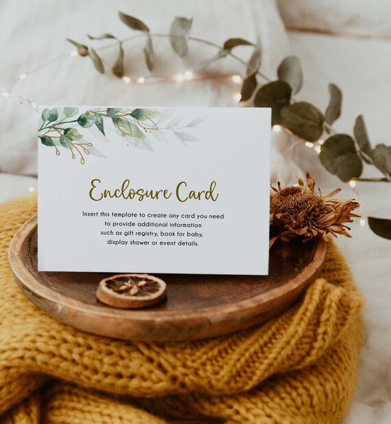 Greenery Enclosure Card Template, Invitation Insert, Details Card, ANY ...