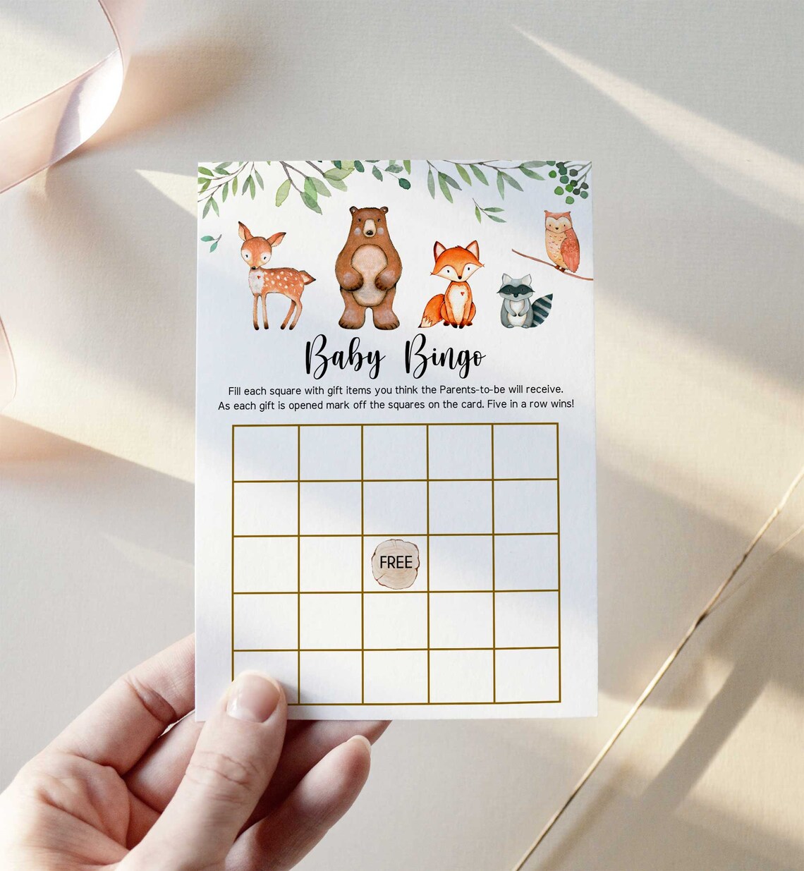 Woodland Baby Shower Bingo Bingo Cards EDITABLE Woodland | Etsy