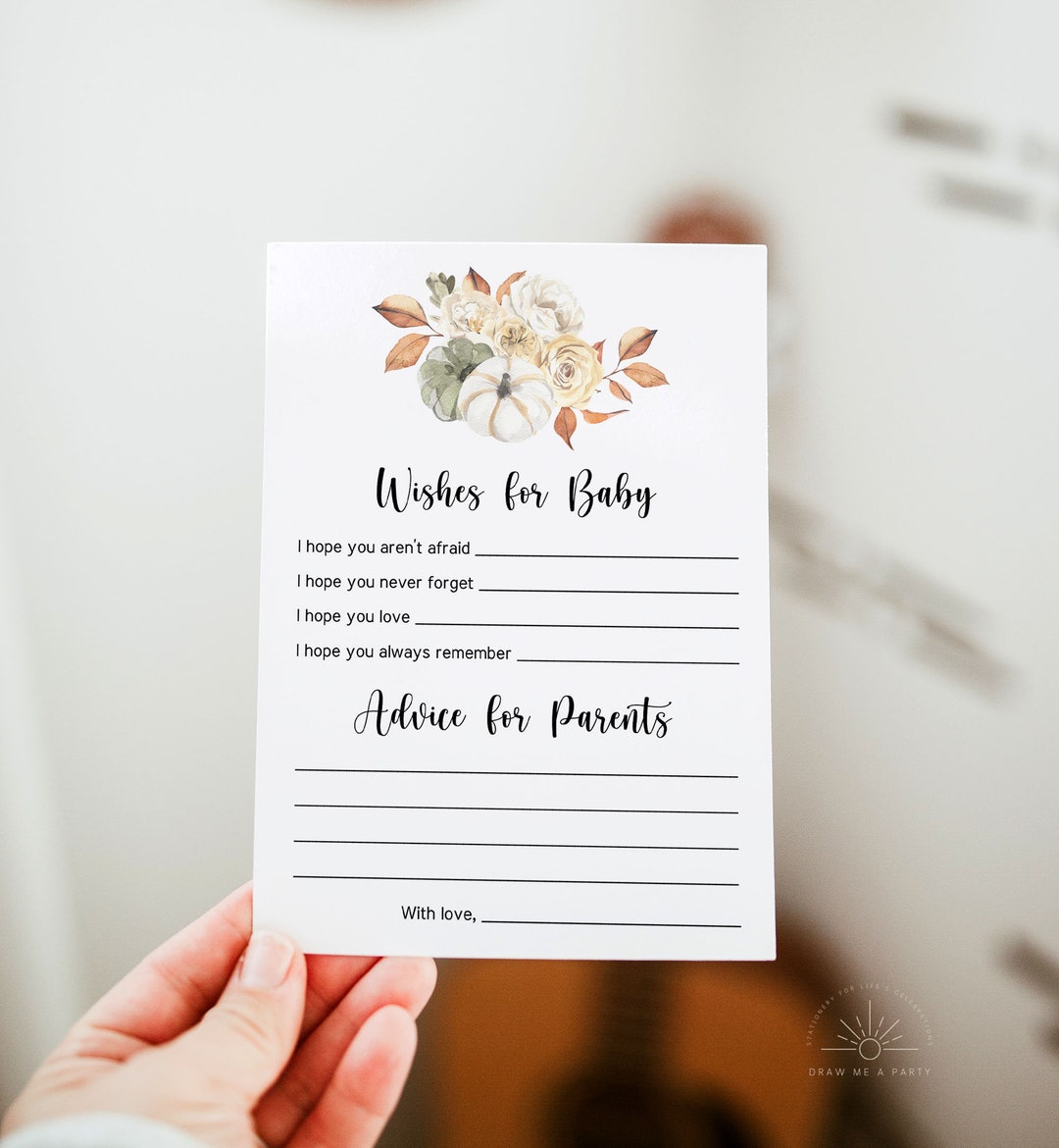 EDITABLE Advice and Wishes for the Baby Game, Fall Baby Shower Game ...