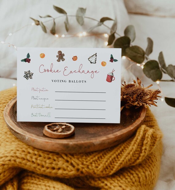 Christmas Cookie Exchange Votting Template, Cookie Voting Ballot ...