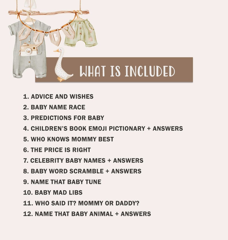 Boy Baby Shower Games Virtual Baby Shower Clothesline Baby - Etsy