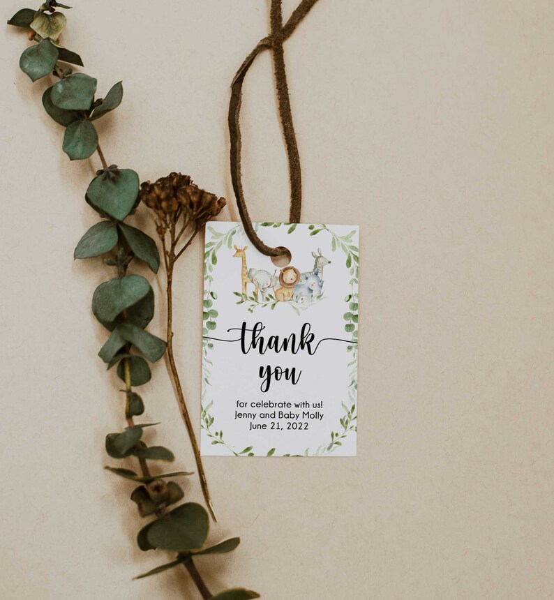 Safari Favors Tag Baby Shower Thank You Tags Party Favor - Etsy