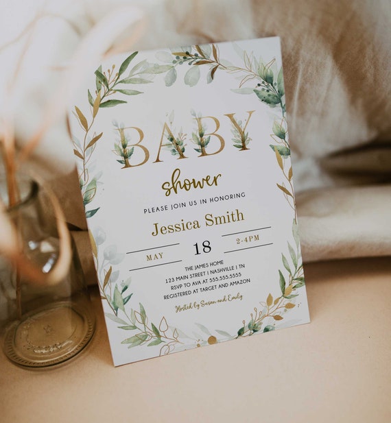 Baby Shower Invitation Greenery Baby Shower Invite - Etsy