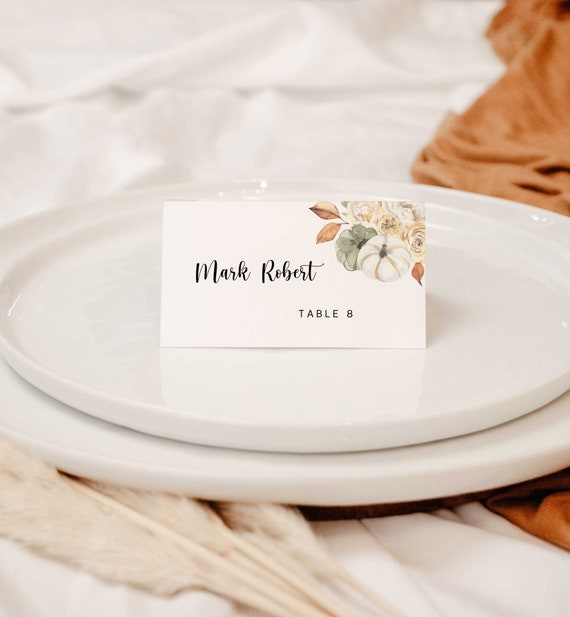 Thanksgiving Place Cards Template, Fall Table Name Cards, Printable ...