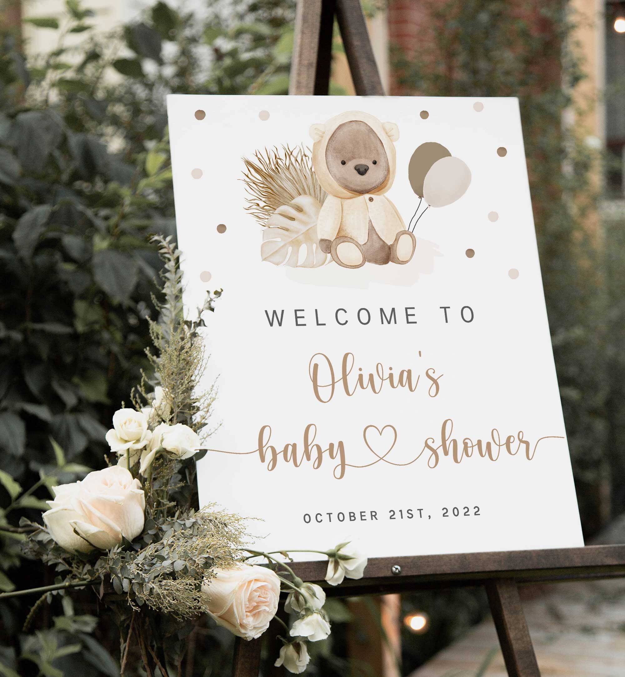 Teddy Bear Baby Shower Sign Welcome Sign Boho Baby Shower - Etsy