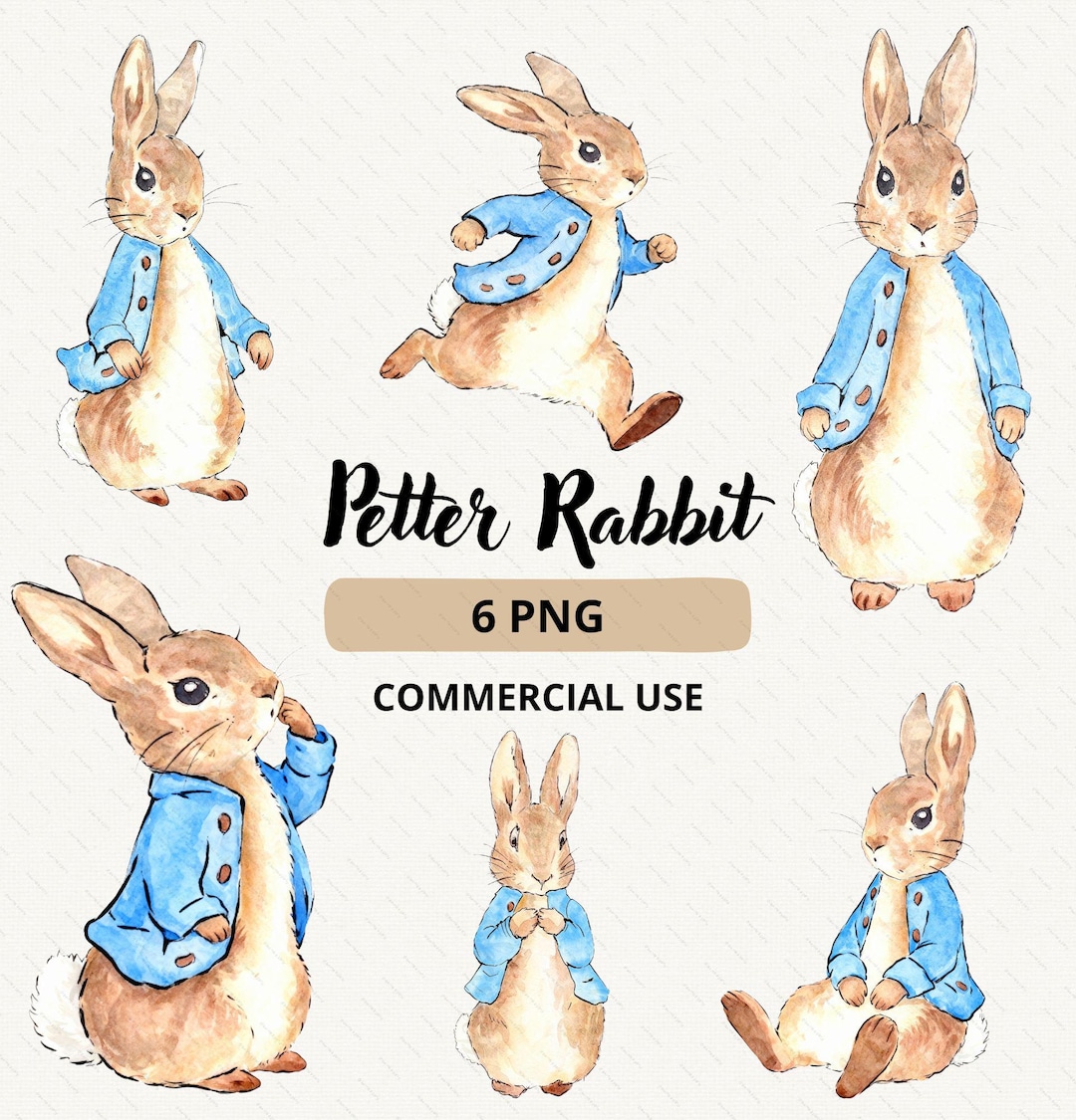 Petter Rabbit Clipart, Watercolor Bunny in Blue Jacket, Beatrix Potter ...