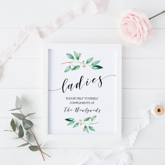 Ladies Room Sign Wedding Ladies Room Sign Greenery Wedding | Etsy