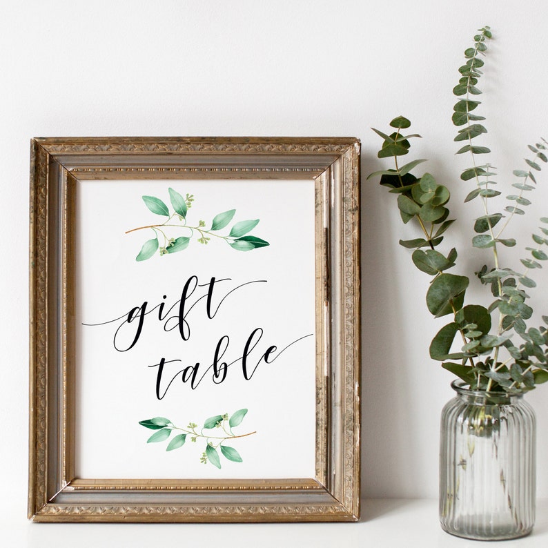 Gift Table Sign Wedding Gift Table Sign Greenery Wedding | Etsy