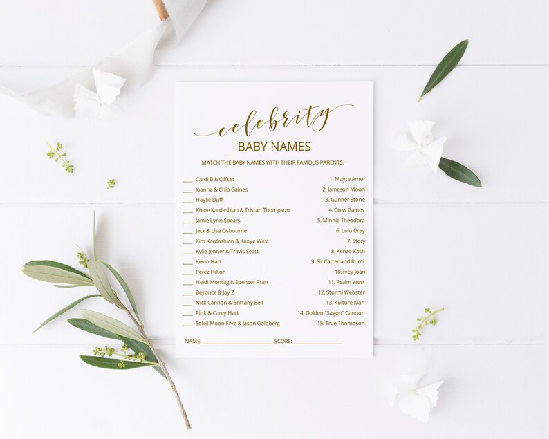 Celebrity Baby Names Game Printable Gender Neutral Baby Shower | Etsy